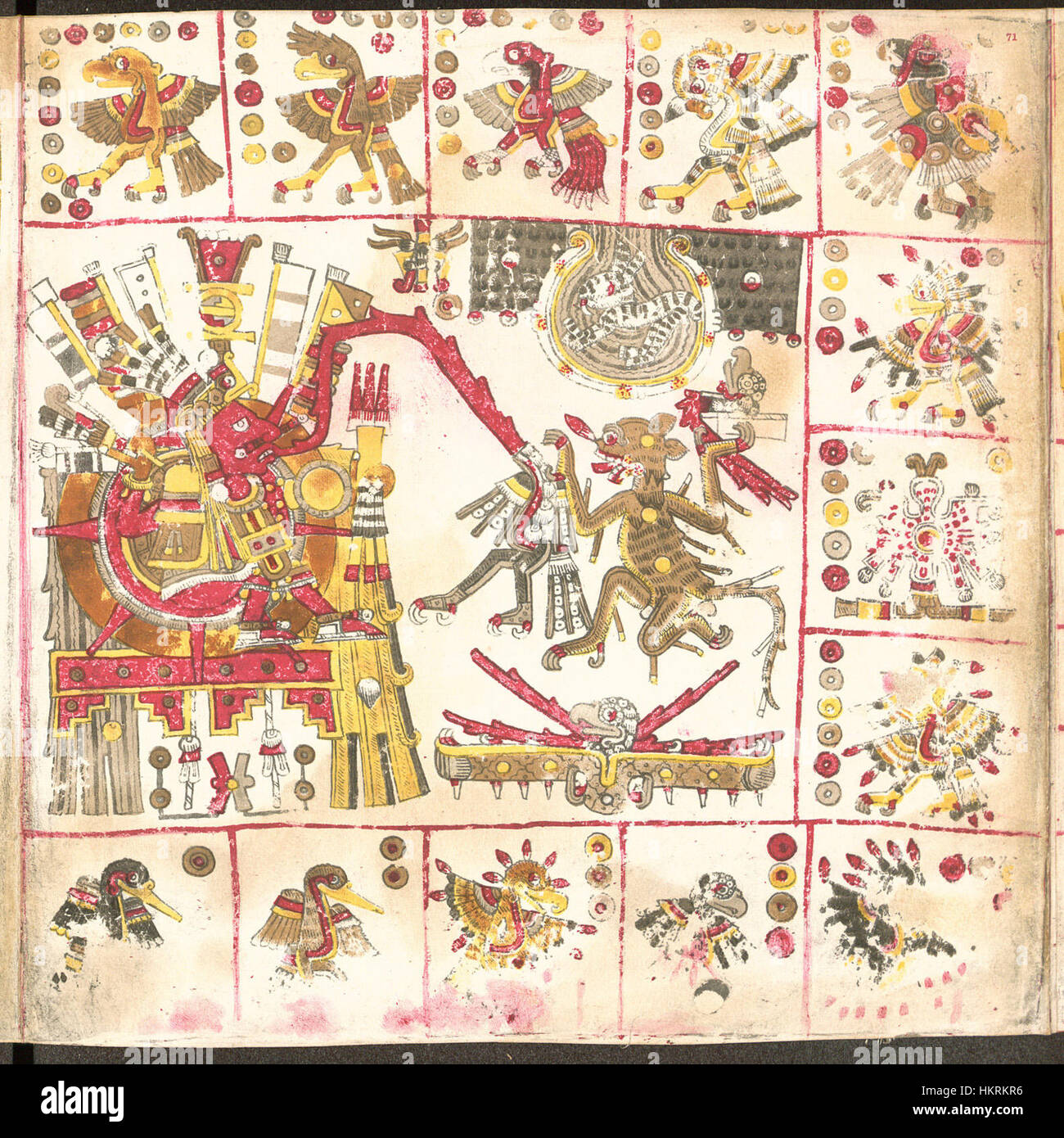 Page 71 of the Codex Borgia, a key Mesoamerican manuscript, features ...