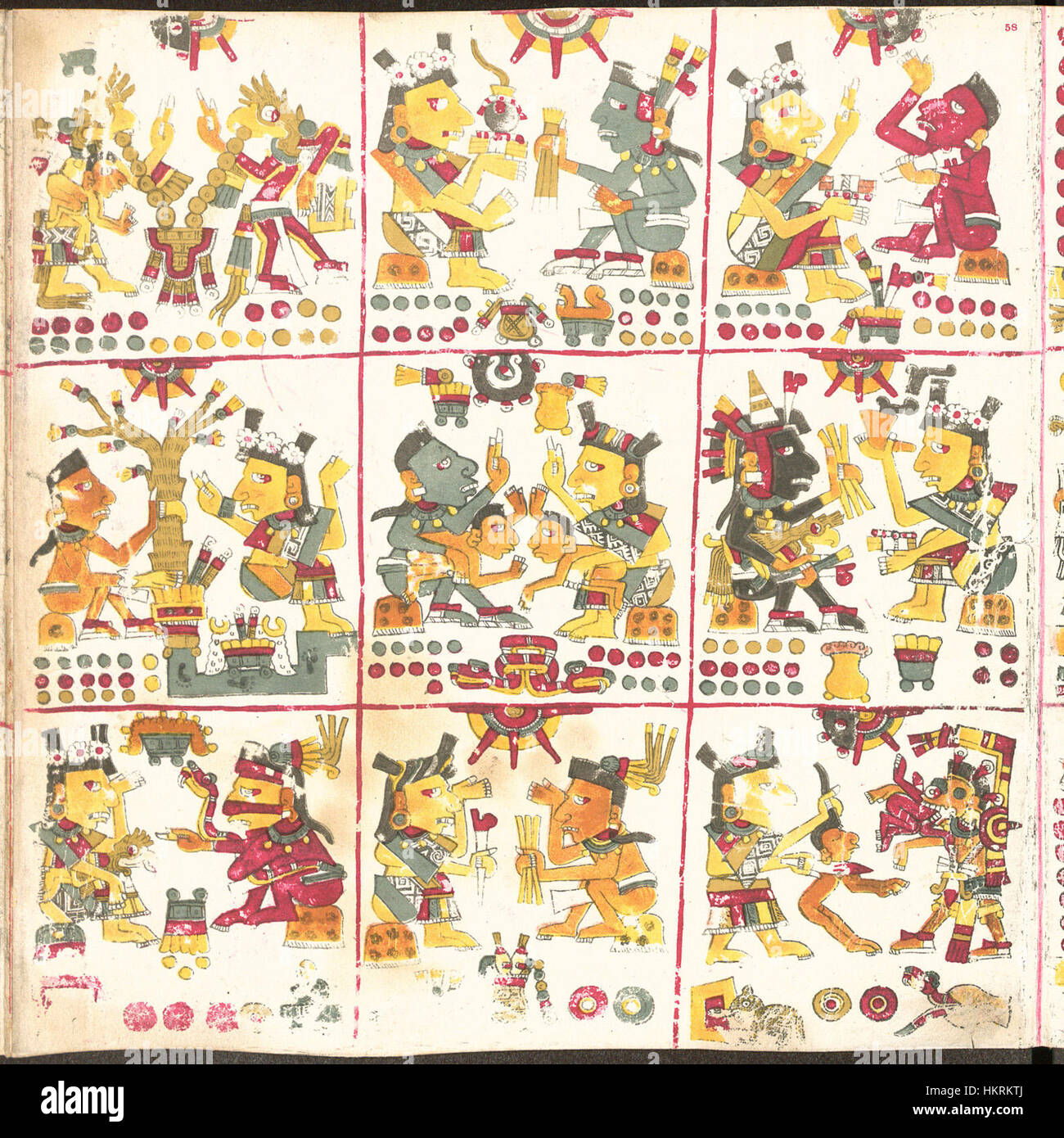 Page 58 of the Codex Borgia, a famous pre-Columbian Mesoamerican ...