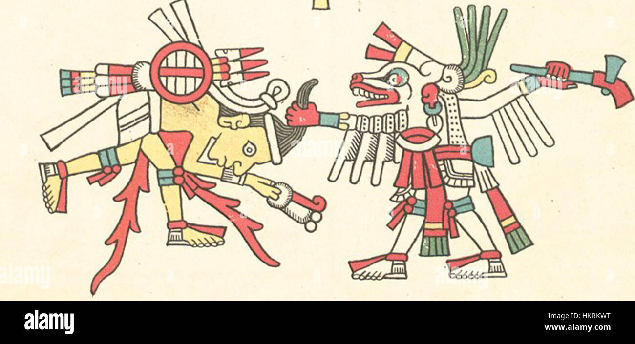 Page 38 of the Codex Fejervary Mayer depicts a detailed scene of Aztec ...