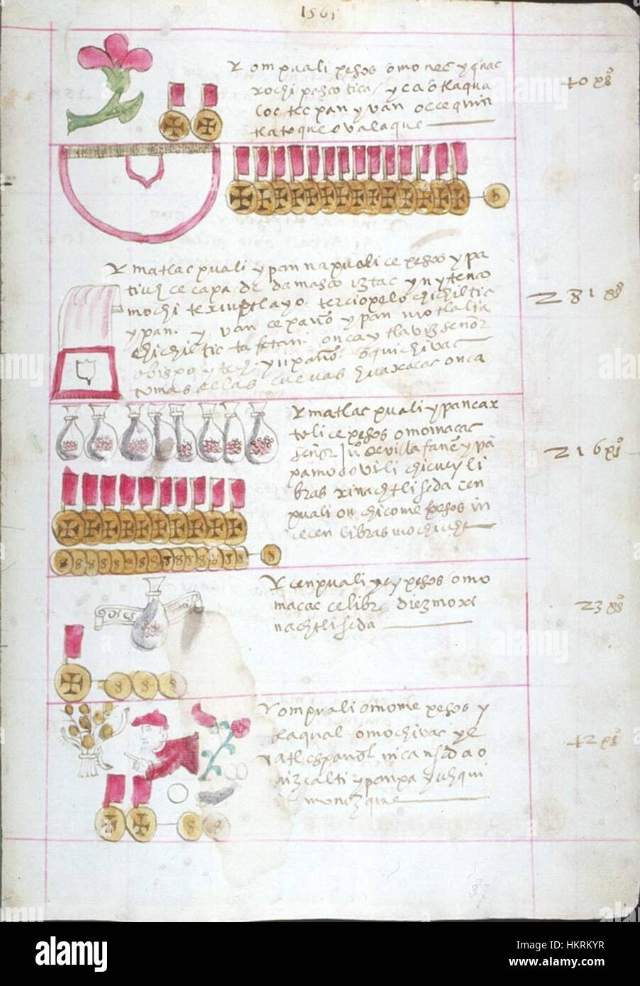 A detailed illustration from the Codex Sierra 37, an ancient manuscript ...