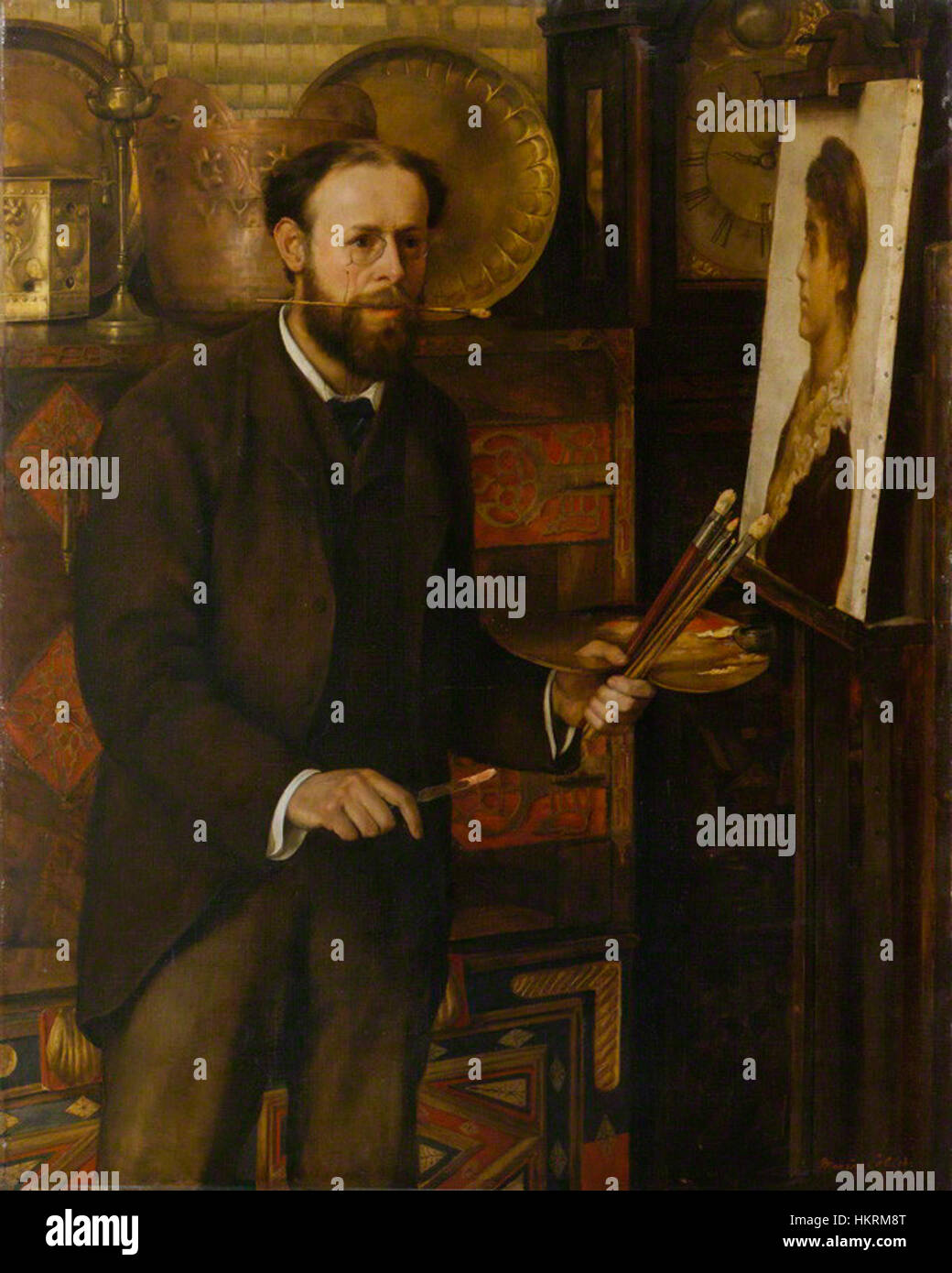 Oil painting of John Collier, painted by Marion Collier circa 1882-1883 ...