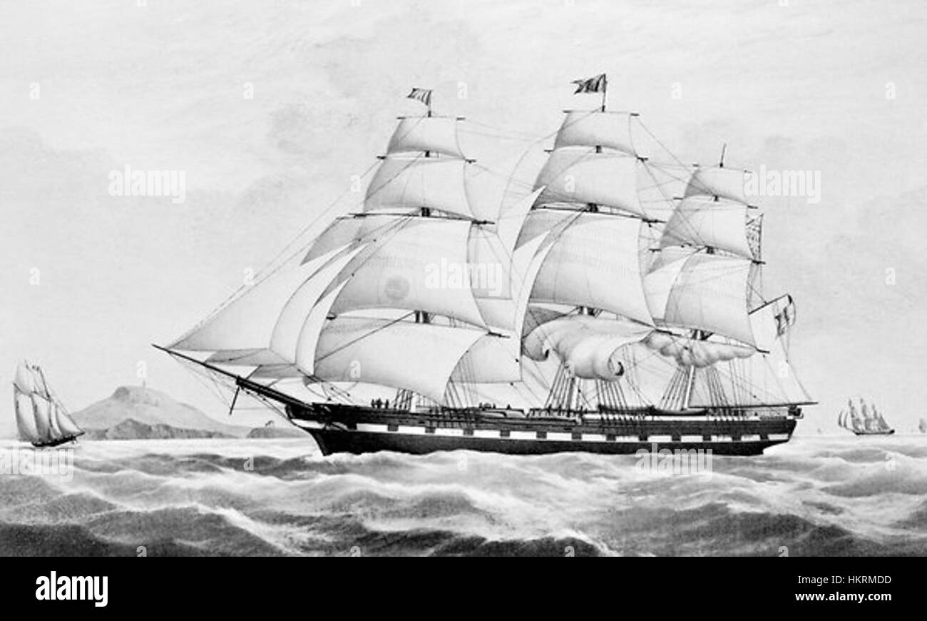 The Columbia, a full-rigged ship built in 1846 in New York, was a ...