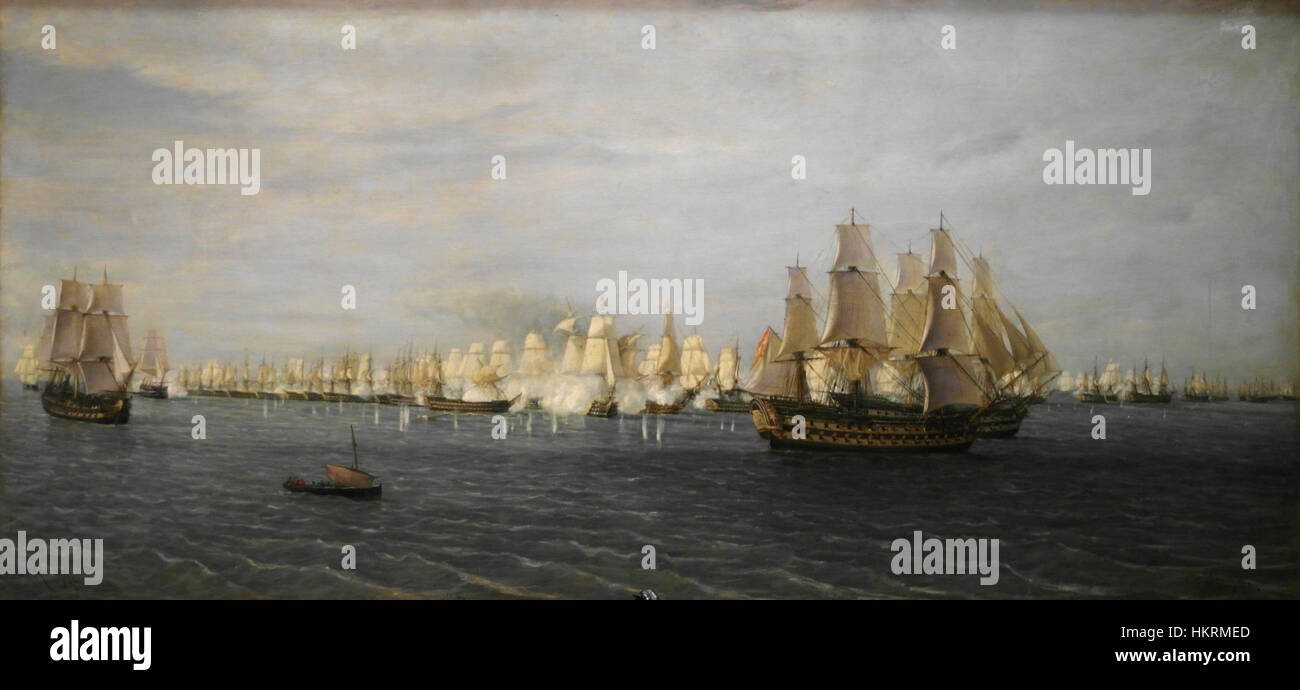 The painting 'Combate de Trafalgar' depicts the famous naval Battle of ...