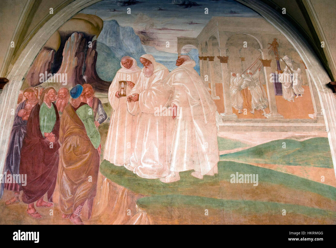 This artwork depicts Saint Benedict evangelizing the inhabitants of ...