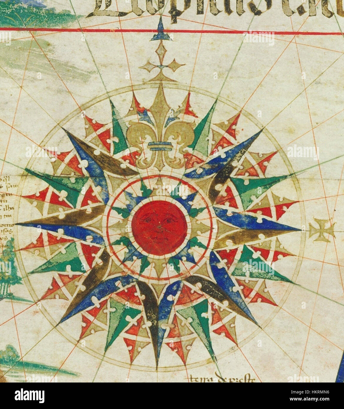 The 'Compass Rose Cantino' is a detailed, early 16th-century nautical ...