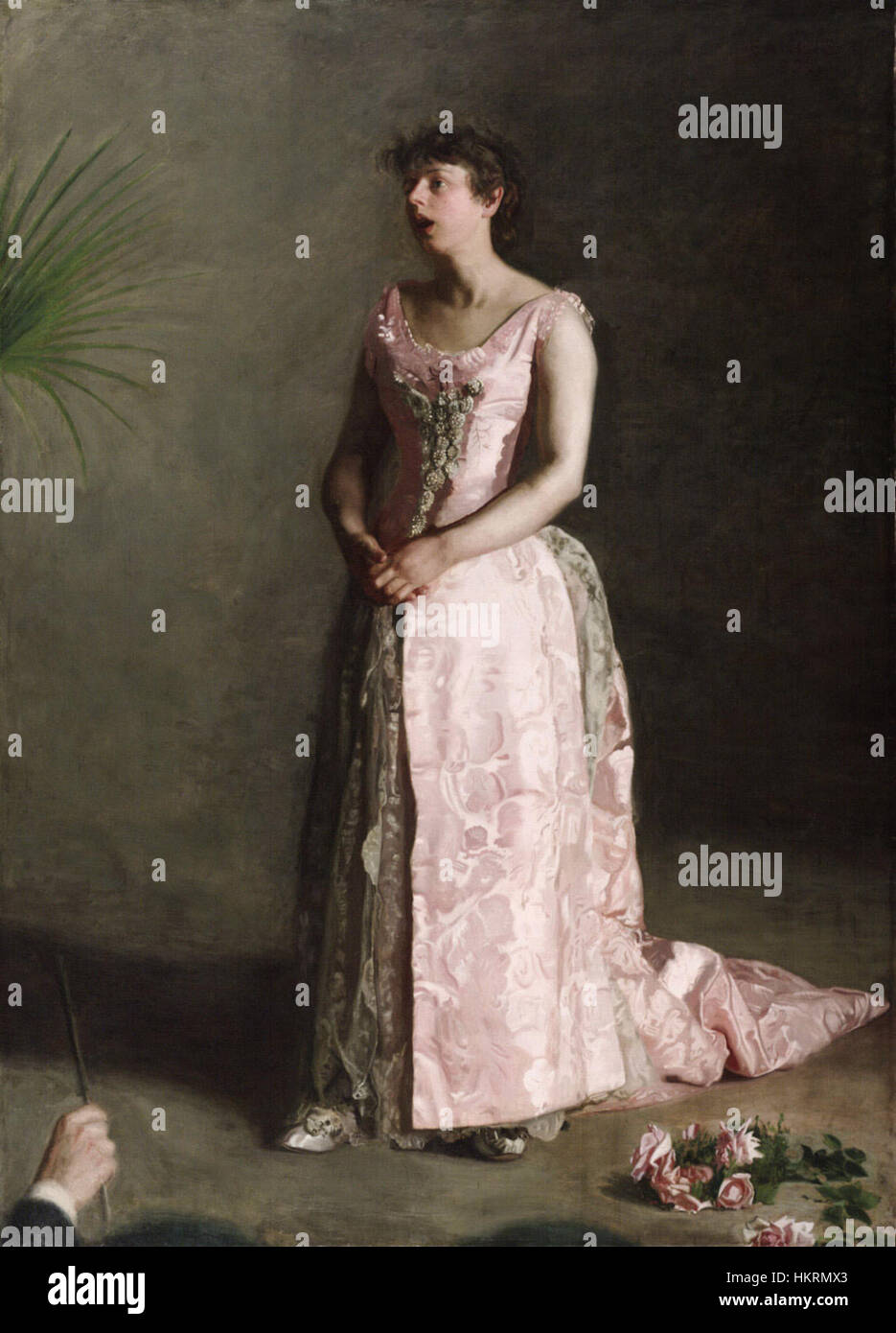 This painting portrays a concert singer, capturing the elegance and ...