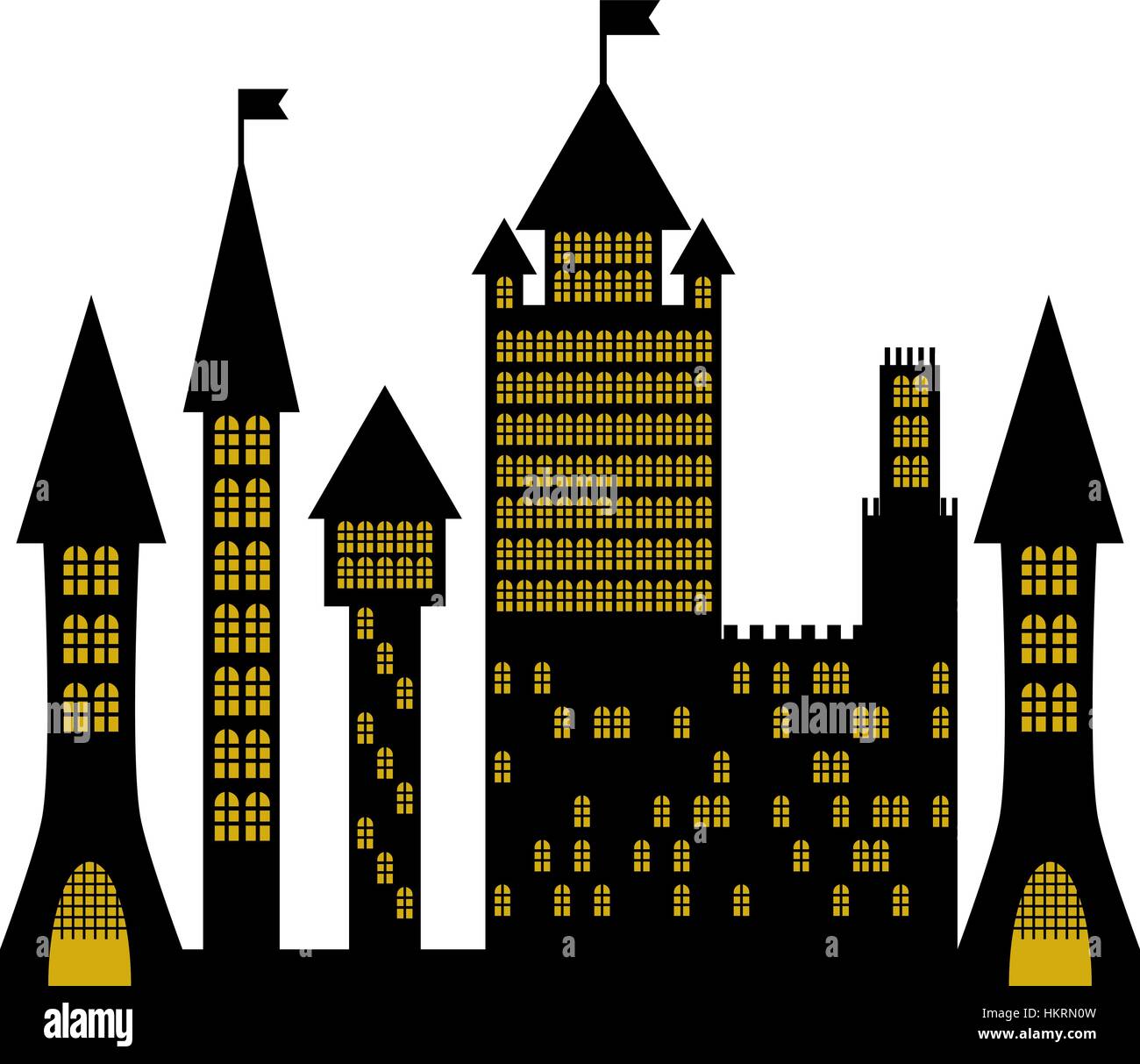 isolated vector ancient gothic castle black silhouette Stock Vector ...