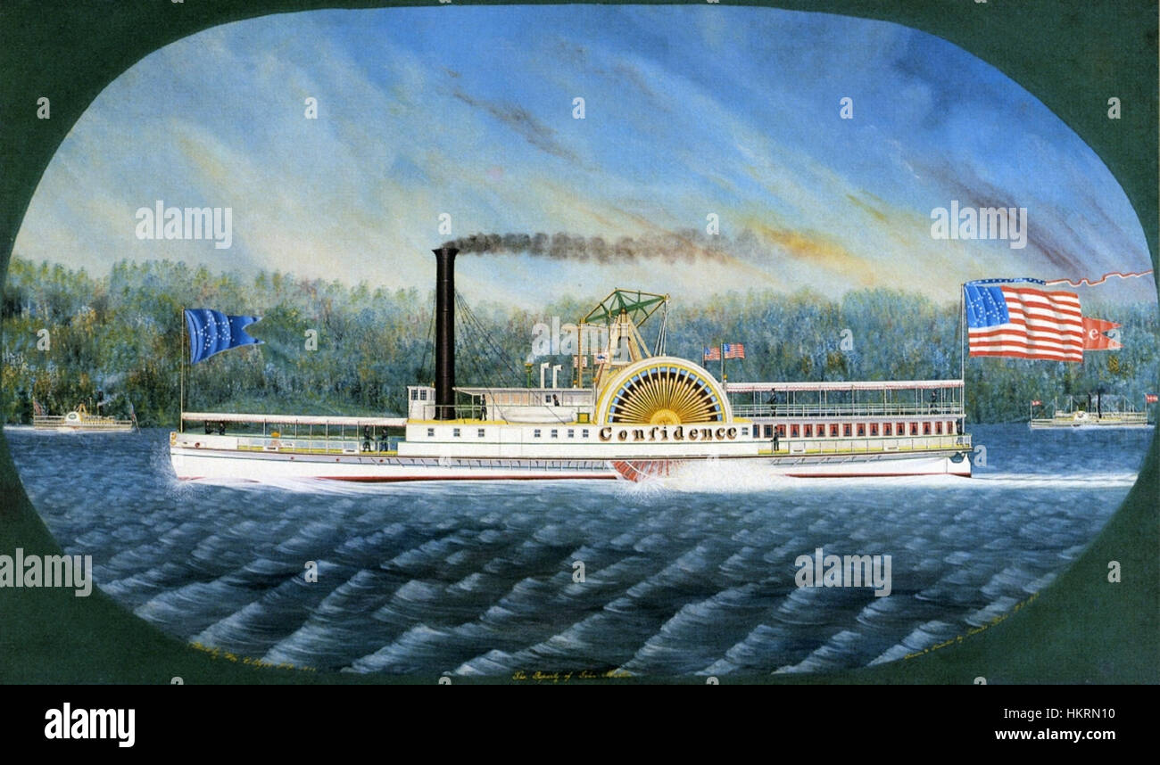 The painting of the steamboat 'Confidence' showcases the iconic vessel ...