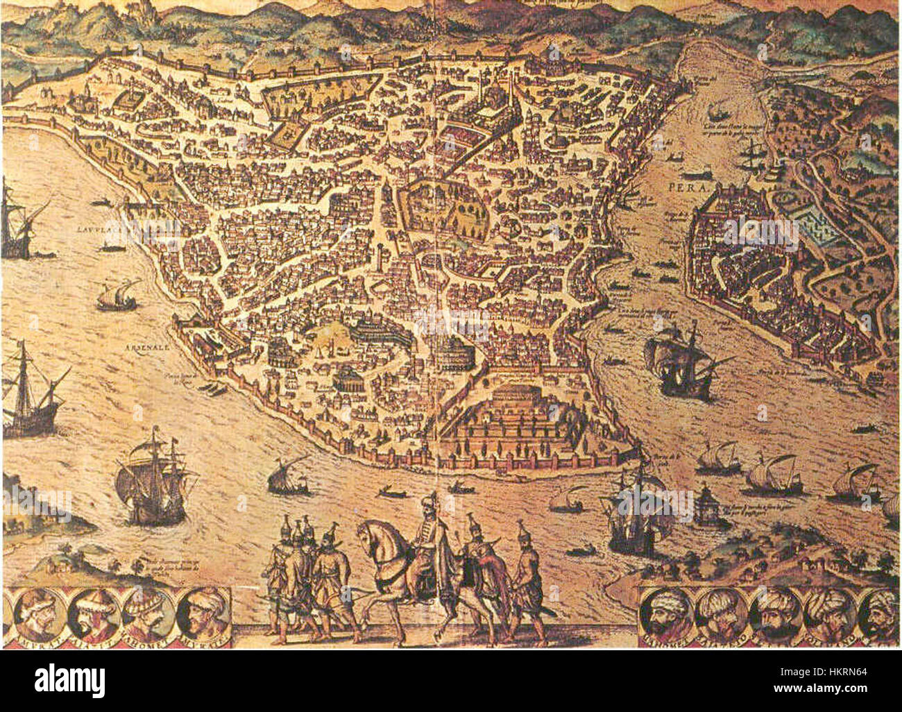 This historical painting portrays the city of Constantinople, a center ...