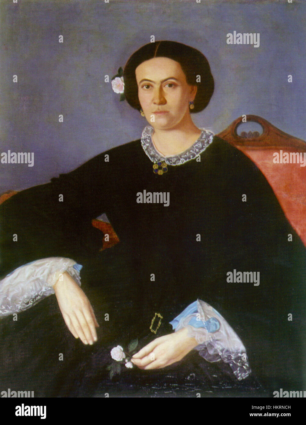 'Portret de femeie in negru' by Constantin Lecca is a 19th-century ...