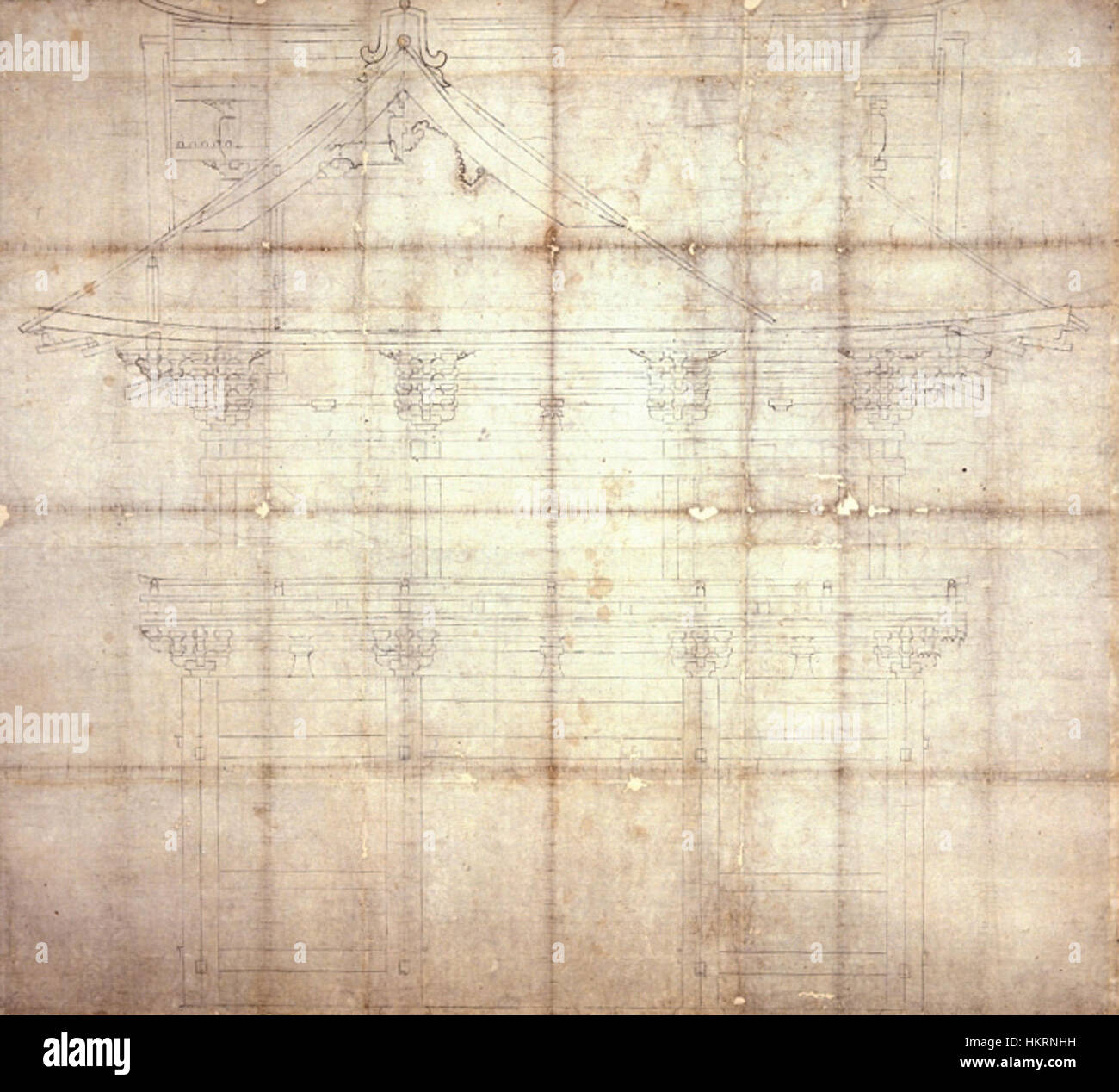 The construction plans of Zenkoji, a significant Buddhist temple in ...
