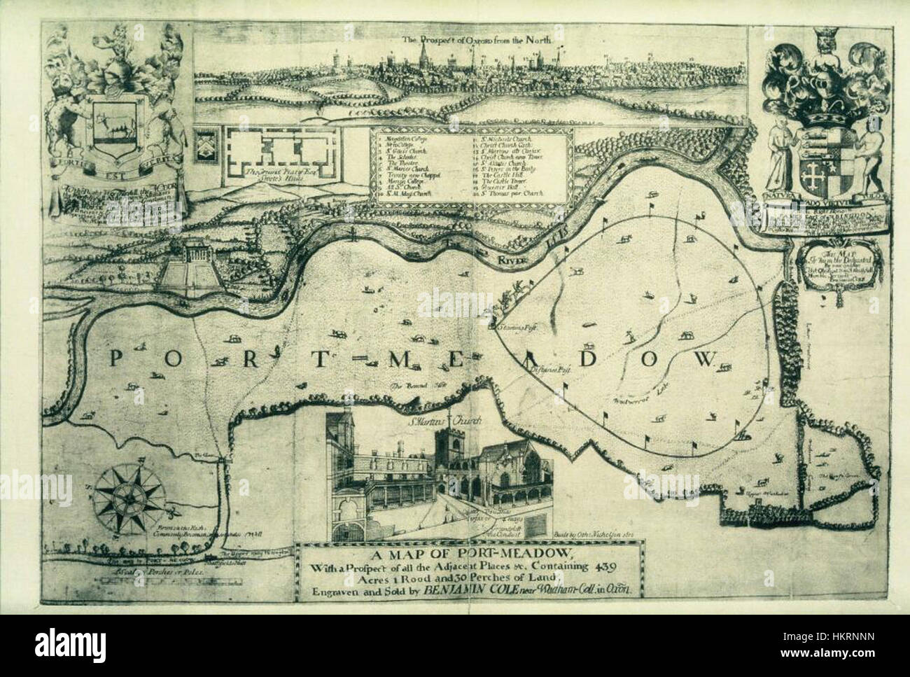 This historical map from the Bodleian Libraries depicts Port Meadow in ...