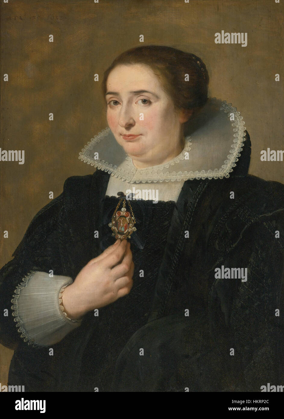 A portrait by Cornelis de Vos, depicting a lady in a half-length pose ...