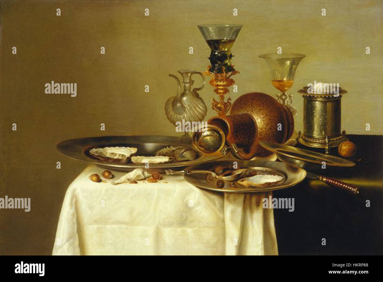 Cornelis Mahu's *Still Life* painting depicts a variety of objects ...