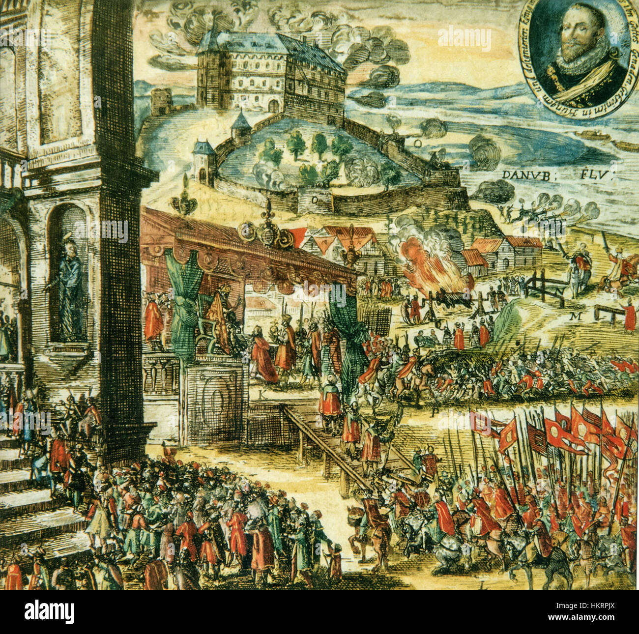 A historical artwork depicting the coronation of Matthias II in Pozsony ...