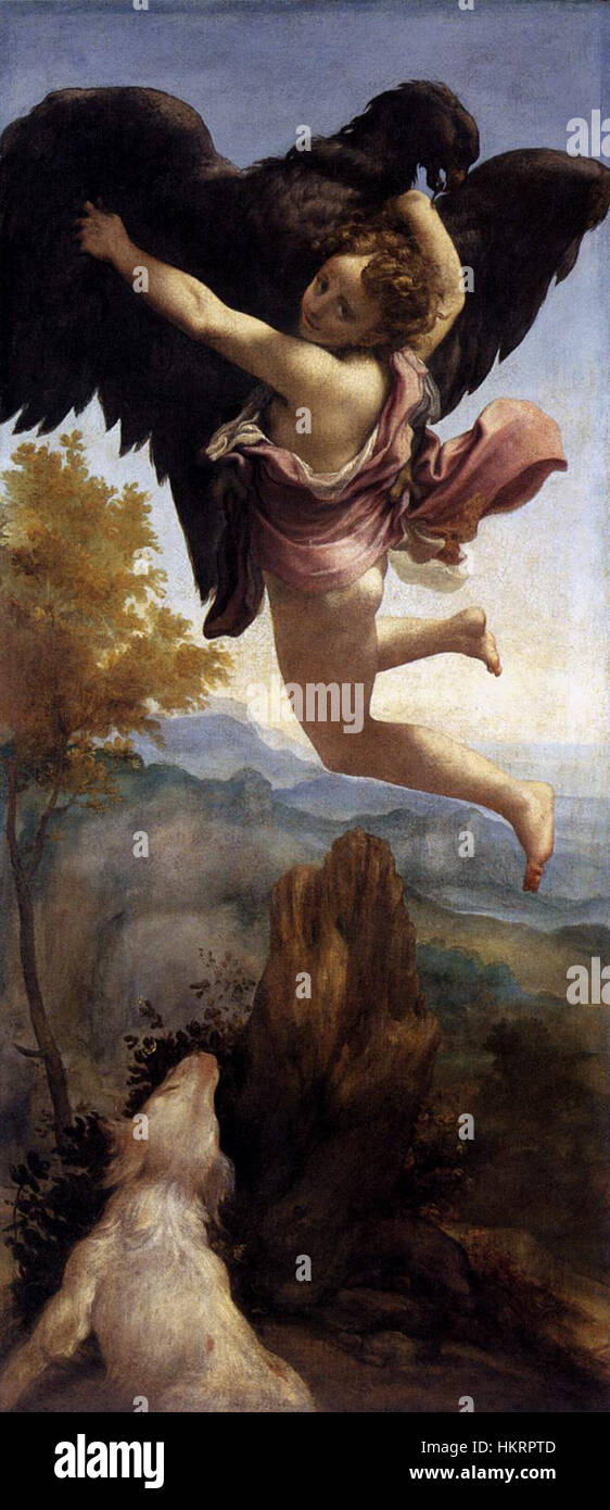 Correggio’s *Ganymede* depicts the mythological abduction of Ganymede ...