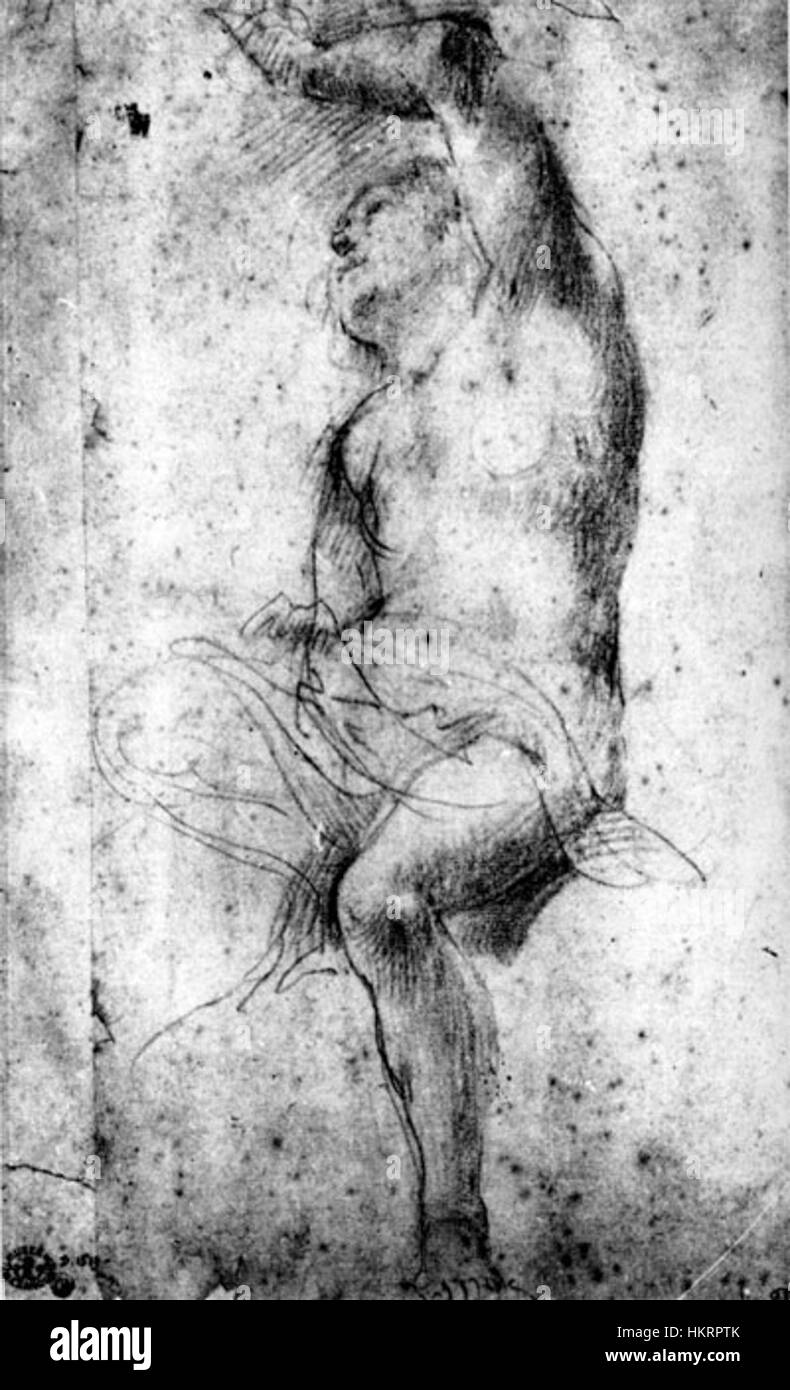 A preparatory drawing by Correggio for his famous painting 'Danae ...