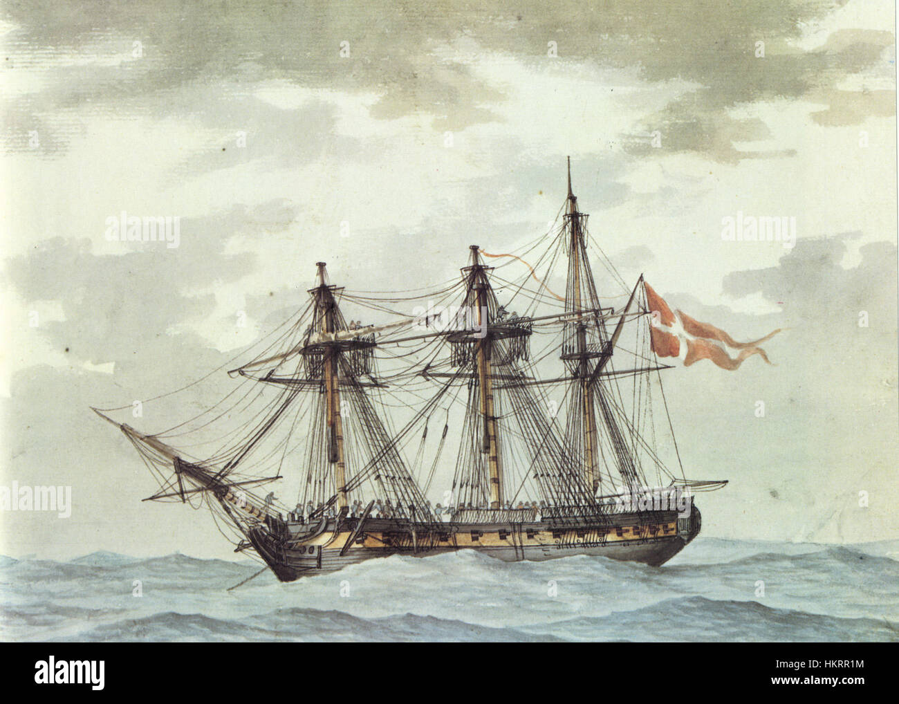 This painting by Antoine Roux, titled 'Corvette Danoise,' depicts a ...