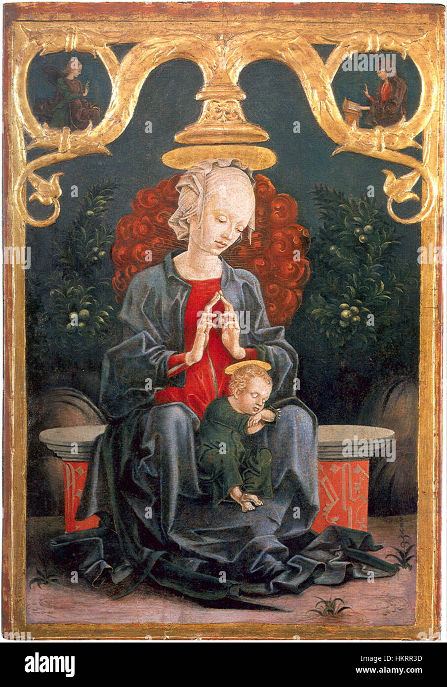 A classic depiction of the Madonna and Child by Cosme Tura, set in a ...