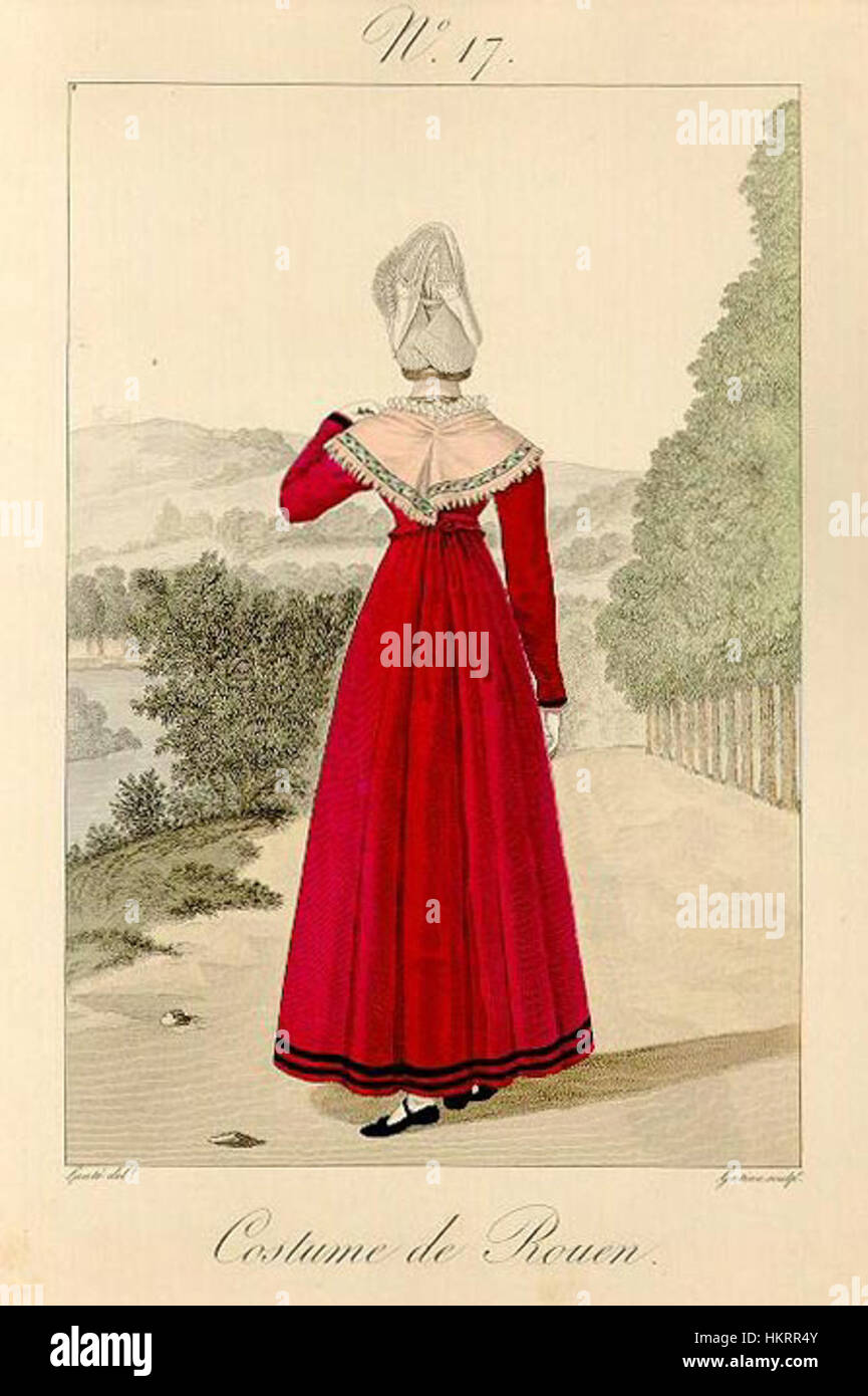 This painting depicts a traditional costume scene from Rouen ...