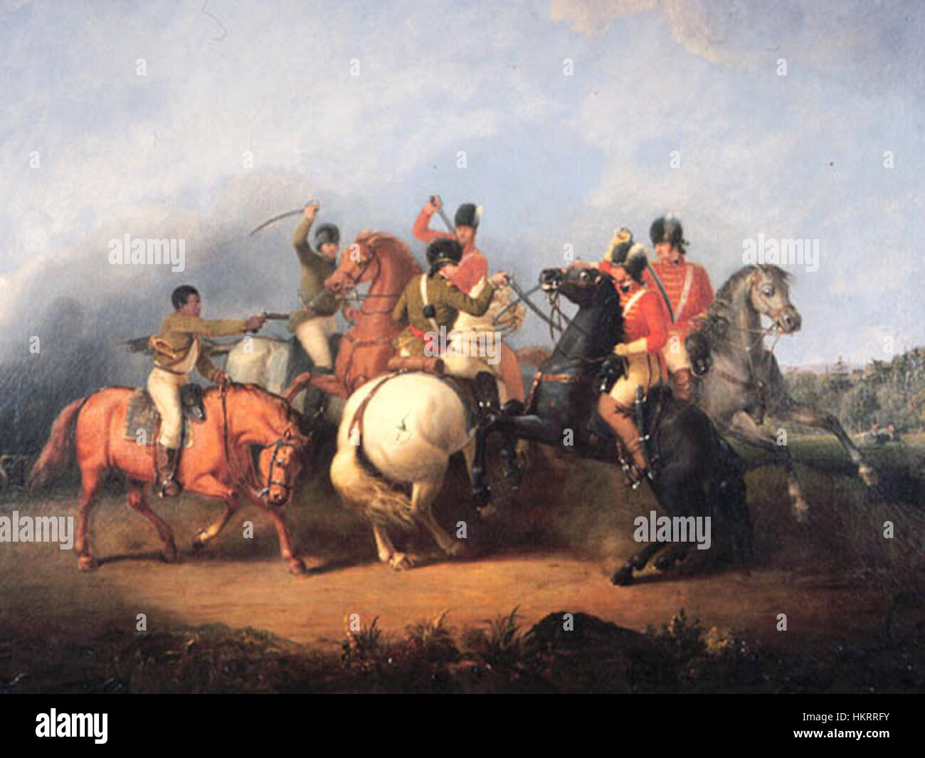 A historical painting representing the Battle of Cowpens, a significant ...