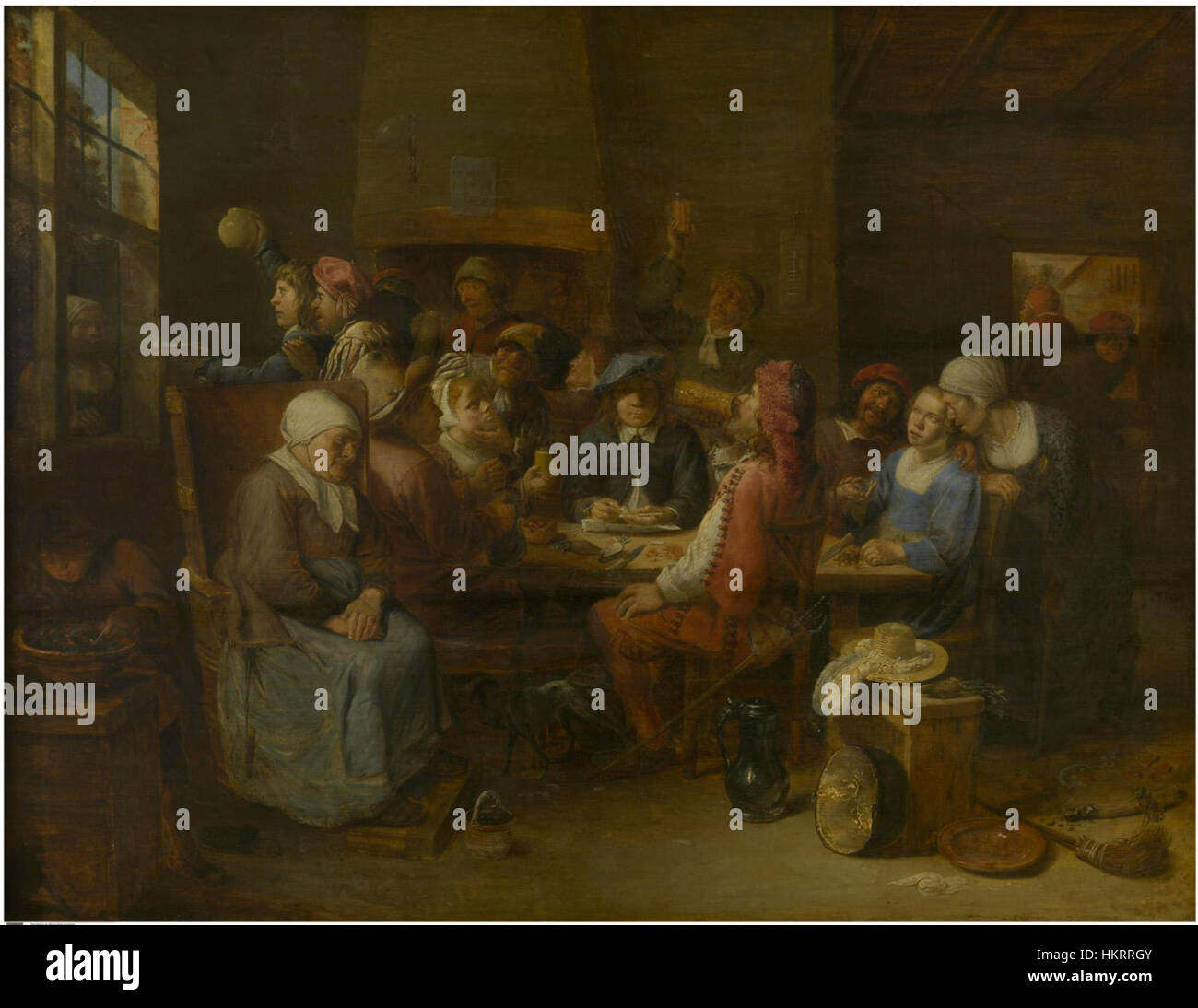 This painting by Craesbeeck portrays a Flemish tavern scene, capturing ...