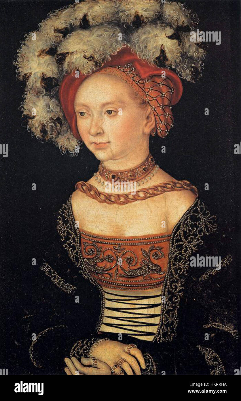 This portrait, 'Ritratto di donna,' by Lucas Cranach the Elder, is an ...