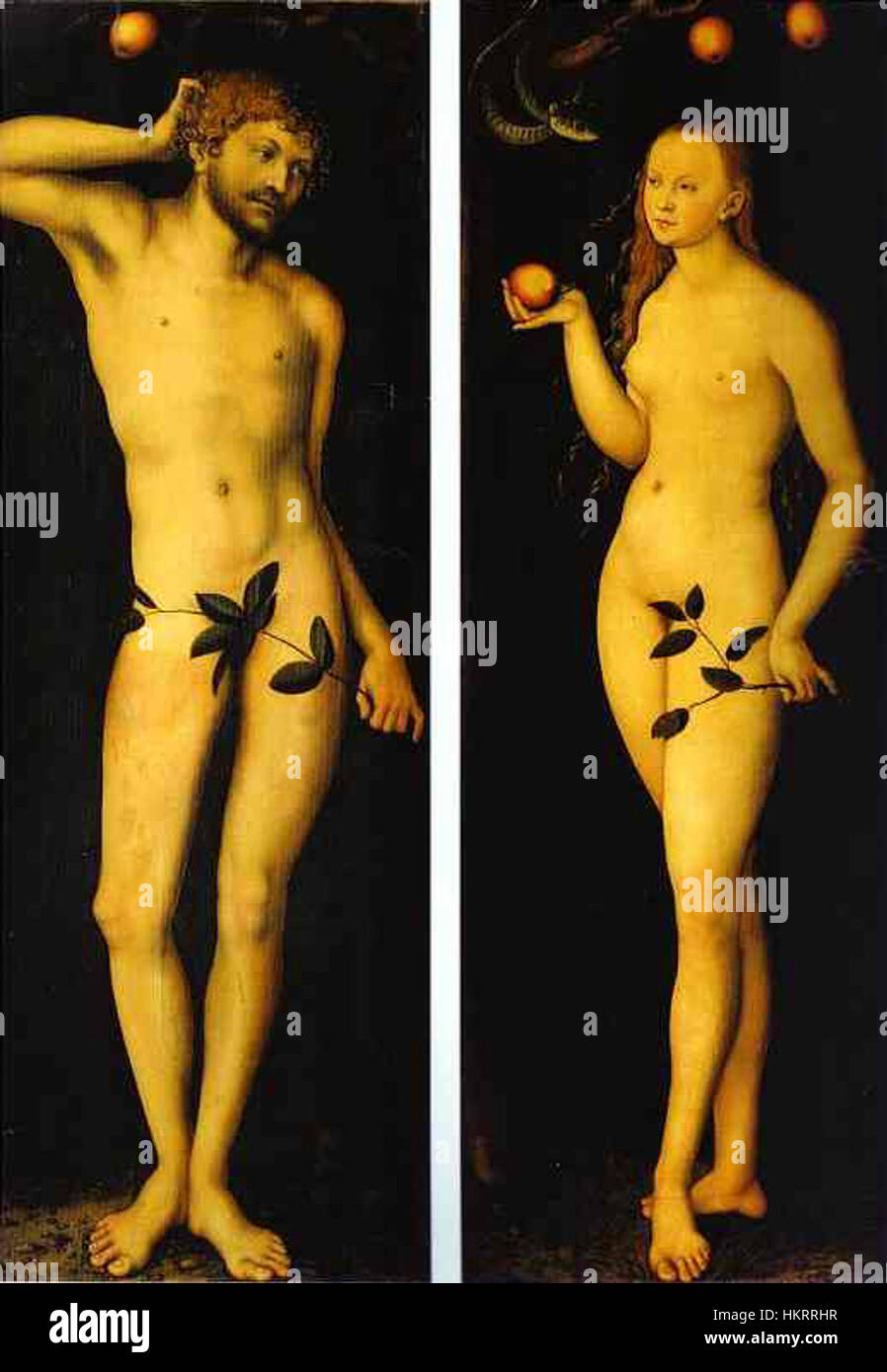'Adam and Eve' by Lucas Cranach the Elder, created in 1528, is a renowned Renaissance painting ...