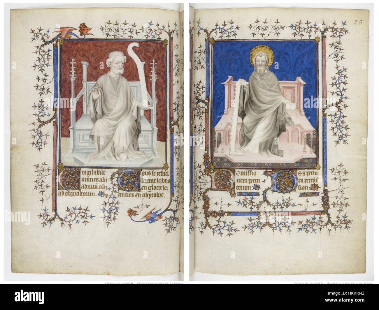 This manuscript page features an illustration of biblical figures ...