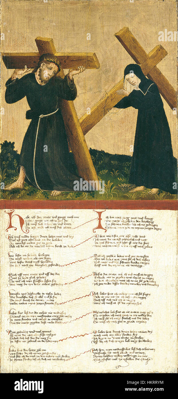 This artwork depicts Christ with the cross, a common theme in Christian ...