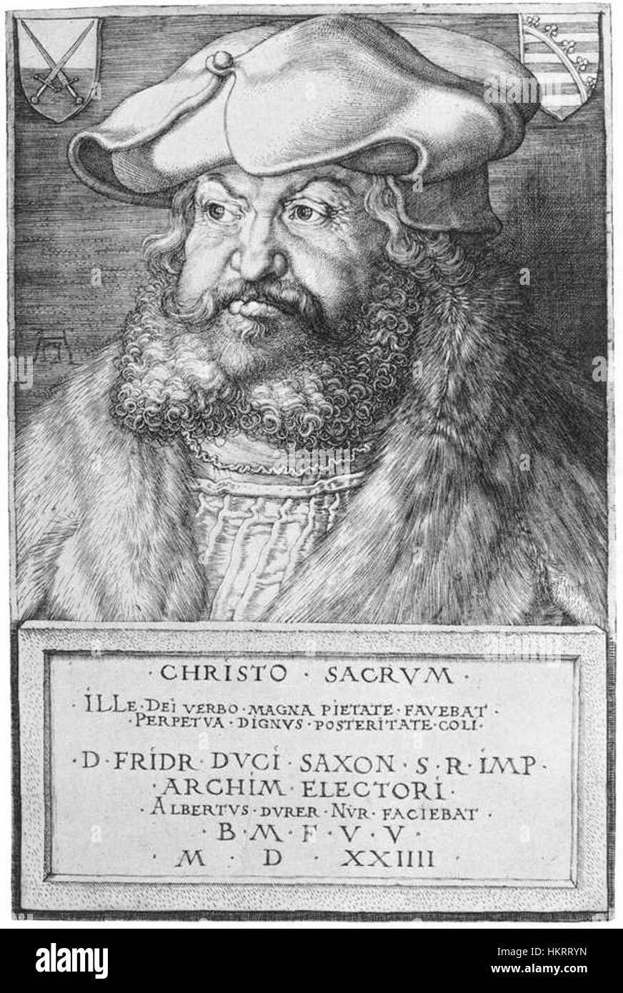 'Frederick the Wise' by Albrecht Dürer, painted in 1524, portrays the ...