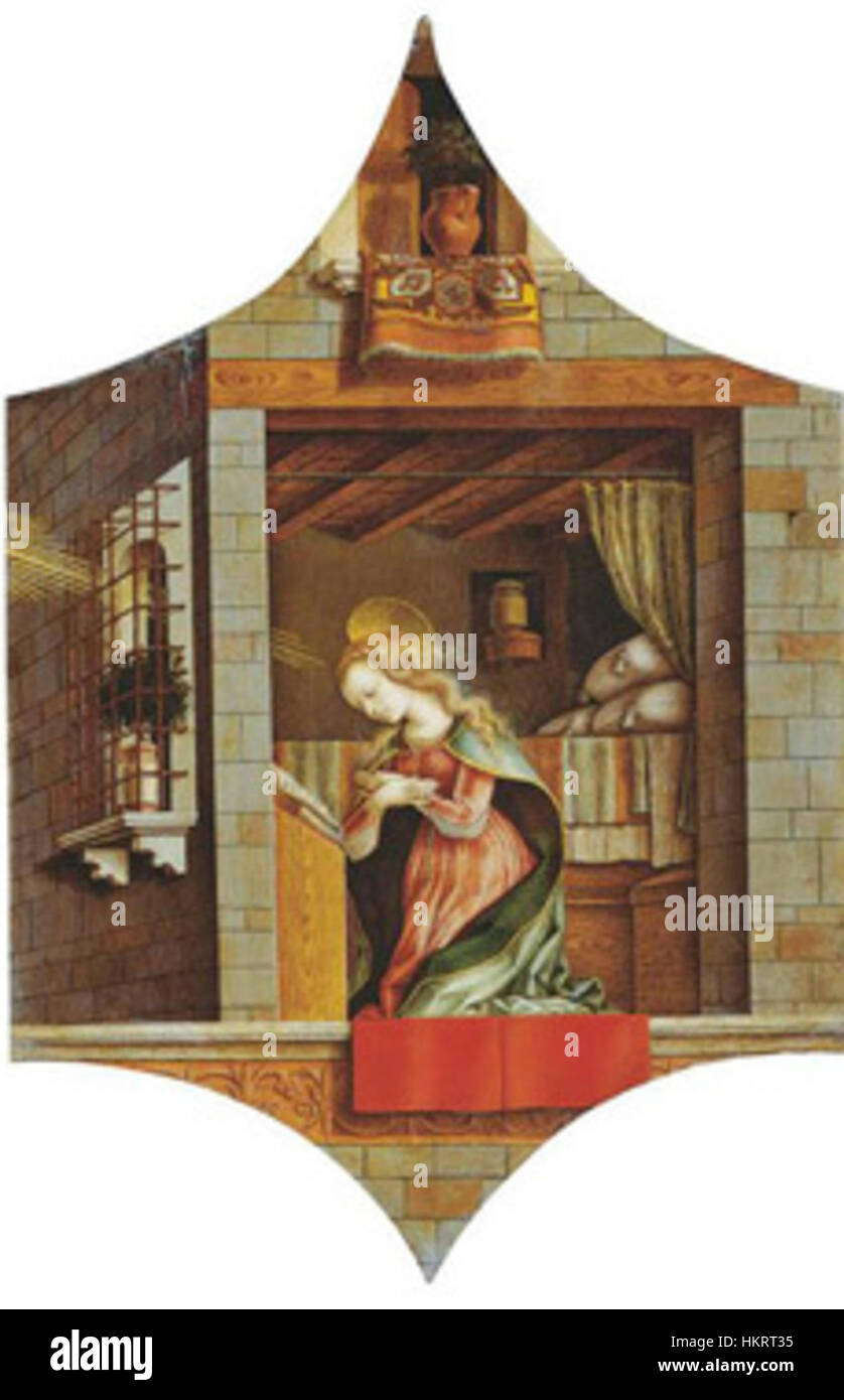 Carlo Crivelli's *Annunciazione* (Annunciation) is a 15th-century painting that captures the ...