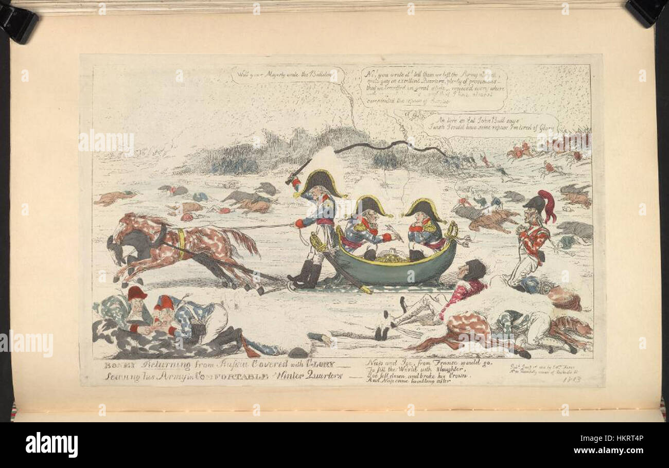 A depiction of Napoleon Bonaparte, titled 'Boney Returning from Russia ...