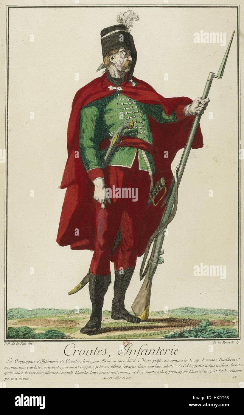 A painting of Croatian infantry soldiers, illustrating military ...