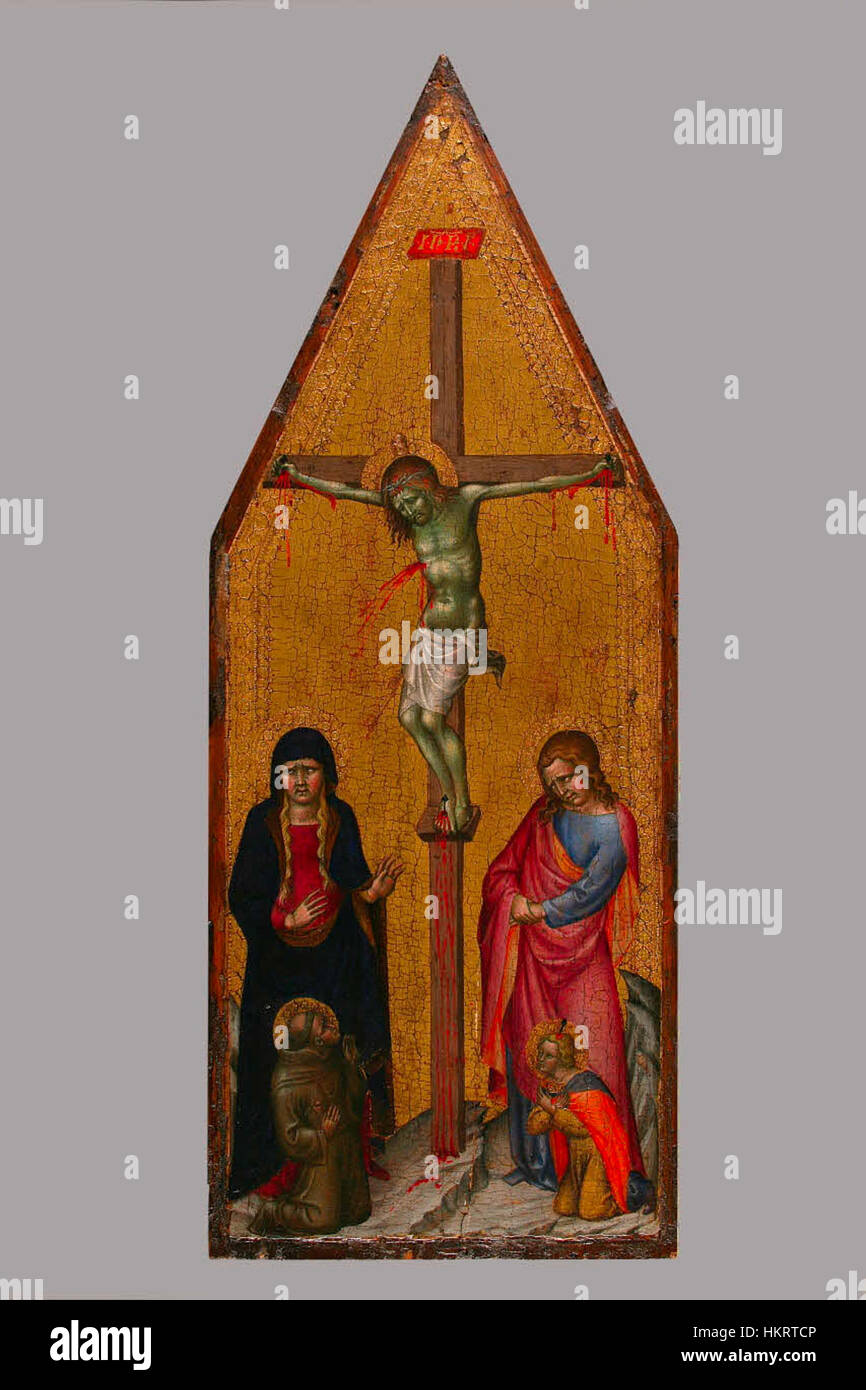 This artwork depicts the Crucifixion of Jesus Christ, a central event ...