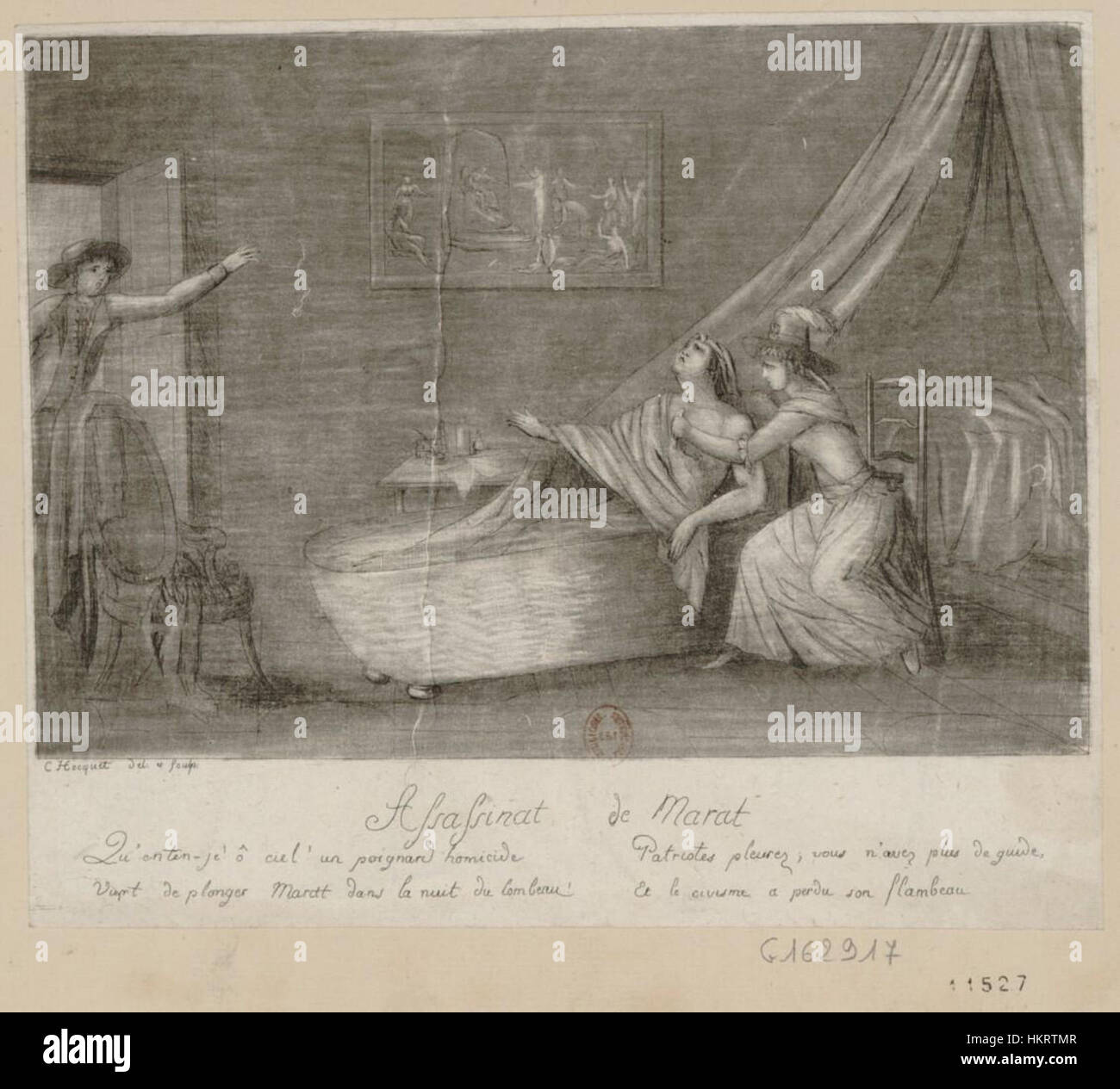 This painting by C Hocquet depicts the dramatic moment of the ...