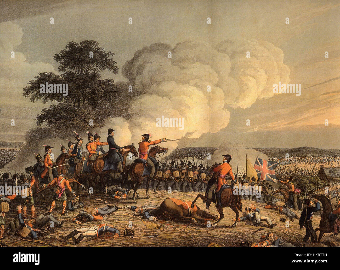 This historical image shows a depiction of the Duke of Wellington at ...