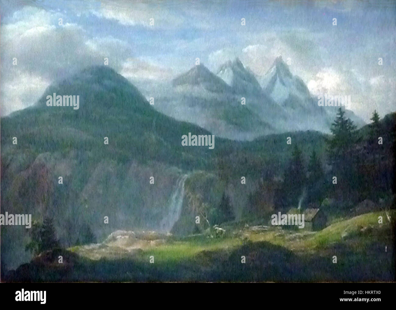 The painting 'Norwegische Landschaft' by Dahl from 1823 presents a ...