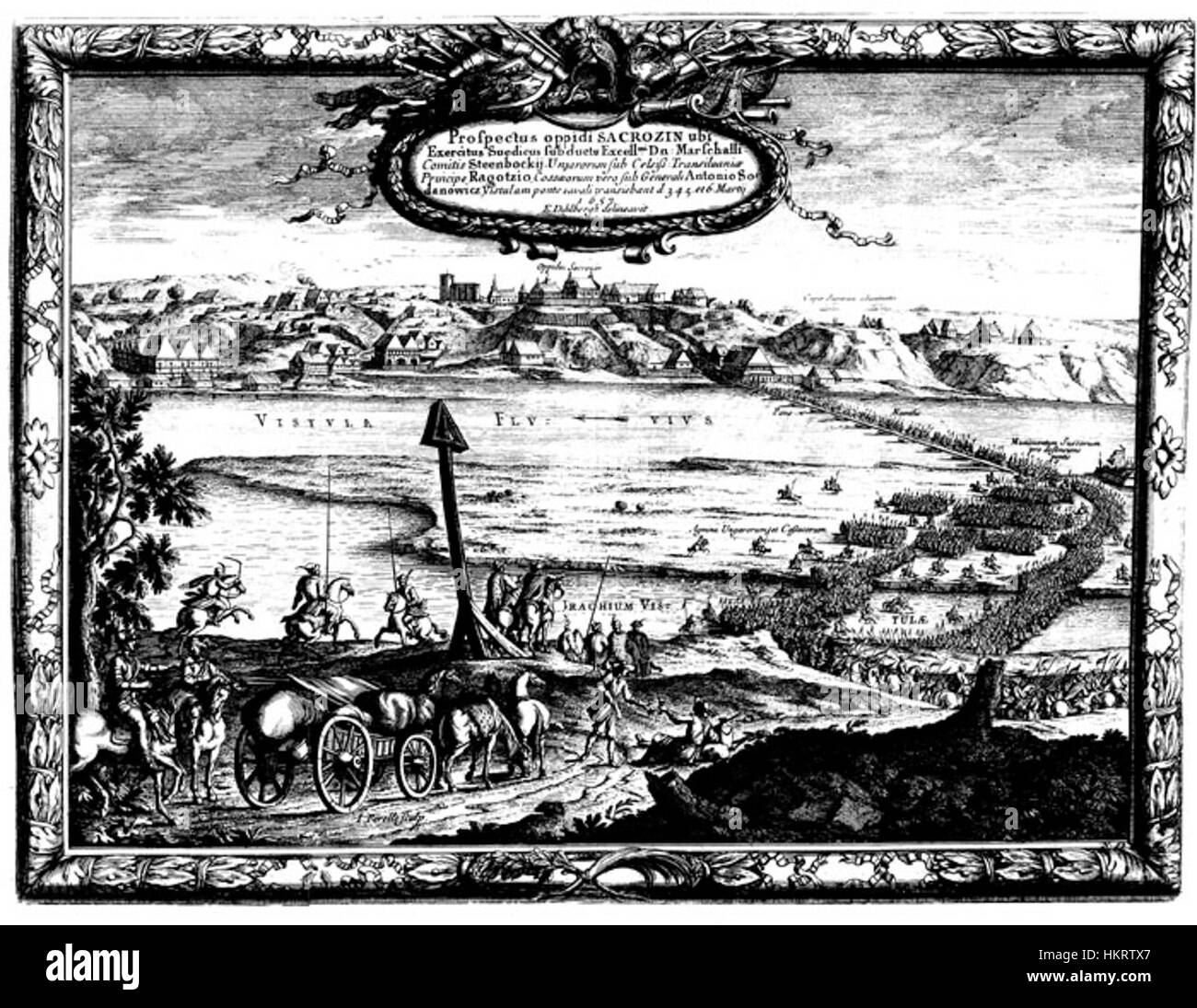 This historical artwork by Dahlbergh depicts the town of Zakroczym ...