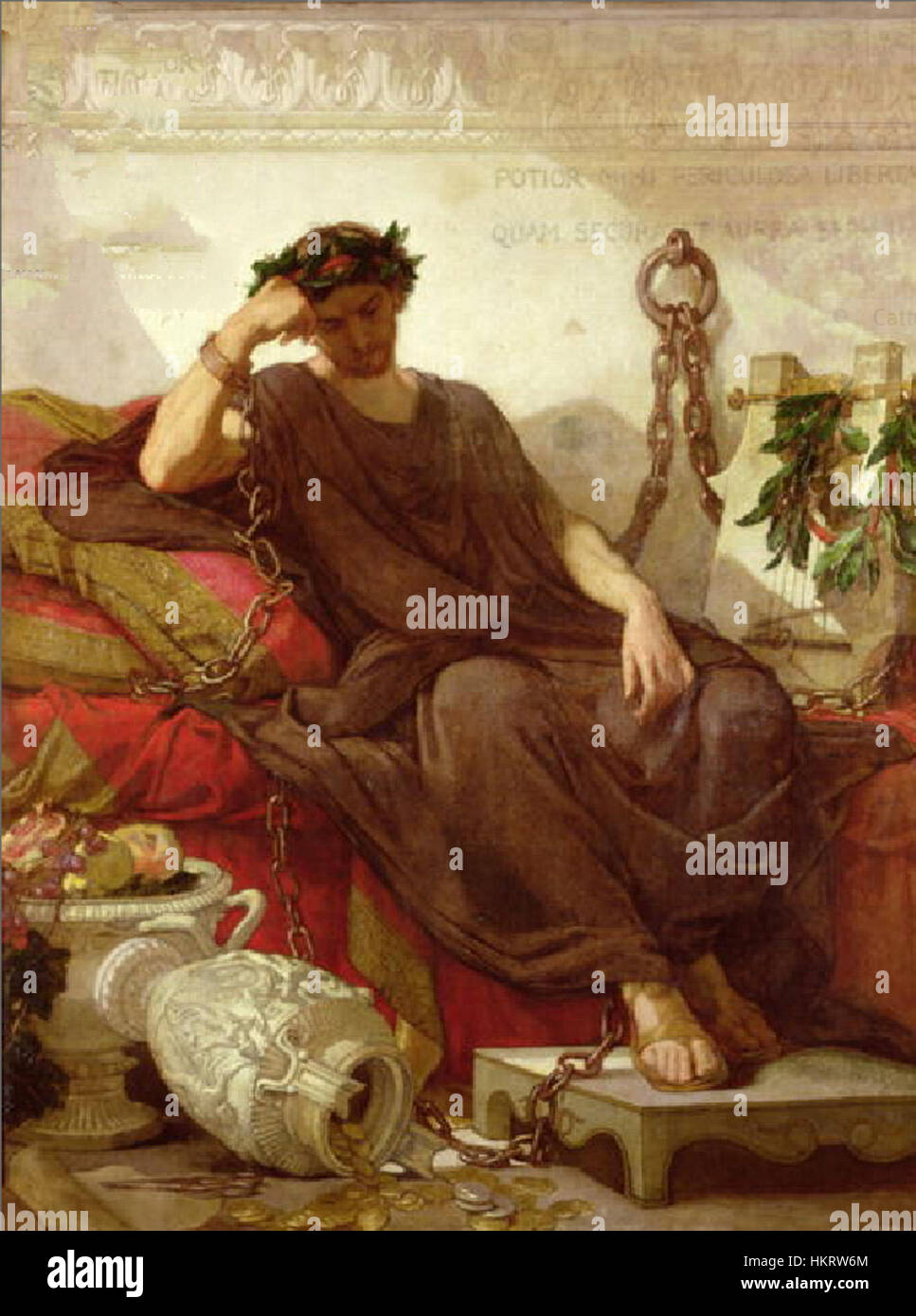 'Damocles' by Couture is a historical painting illustrating the ...