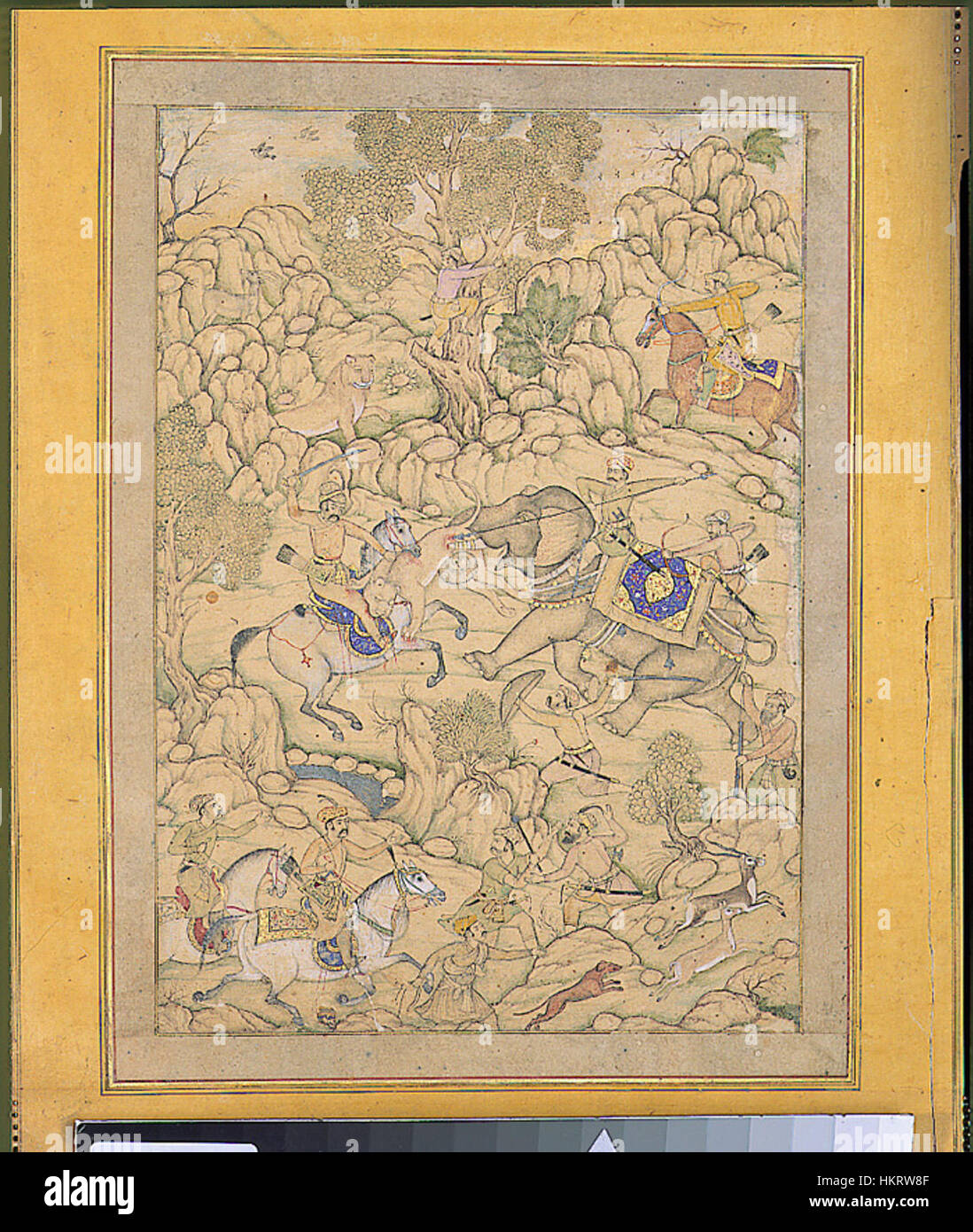 'Danger in a Lion Hunt' depicts the perilous moment of a lion hunt ...