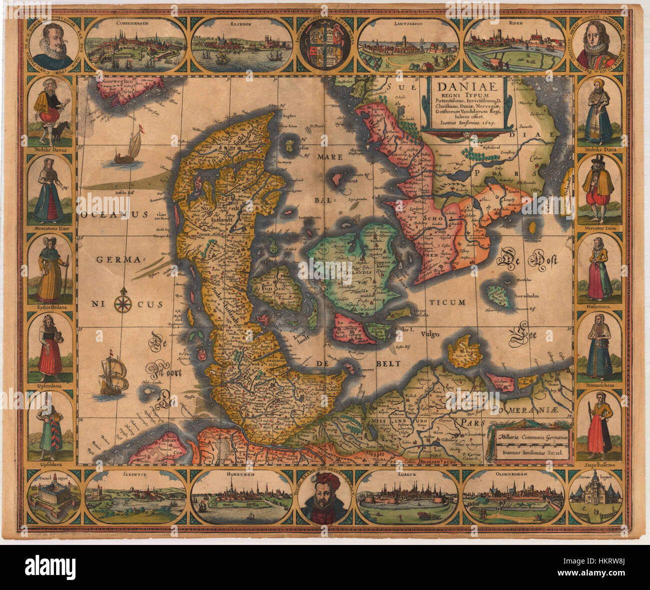 The 1630 map 'Daniae Regni Typum' by Janssonius offers a detailed ...