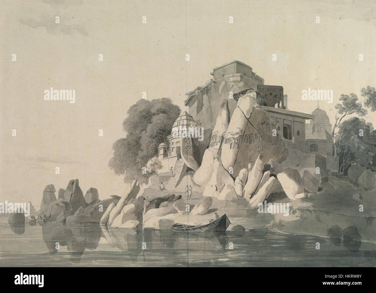 This artwork by Daniell portrays the 'Fakirs Rock', reflecting the ...