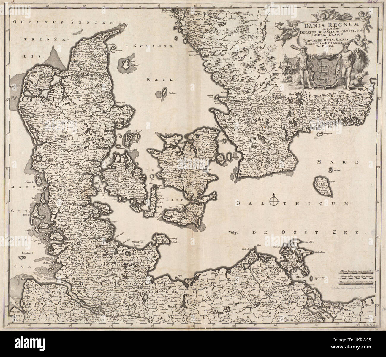 This map, titled 'Dania regnum in quo sunt Ducatus Holsatia et ...