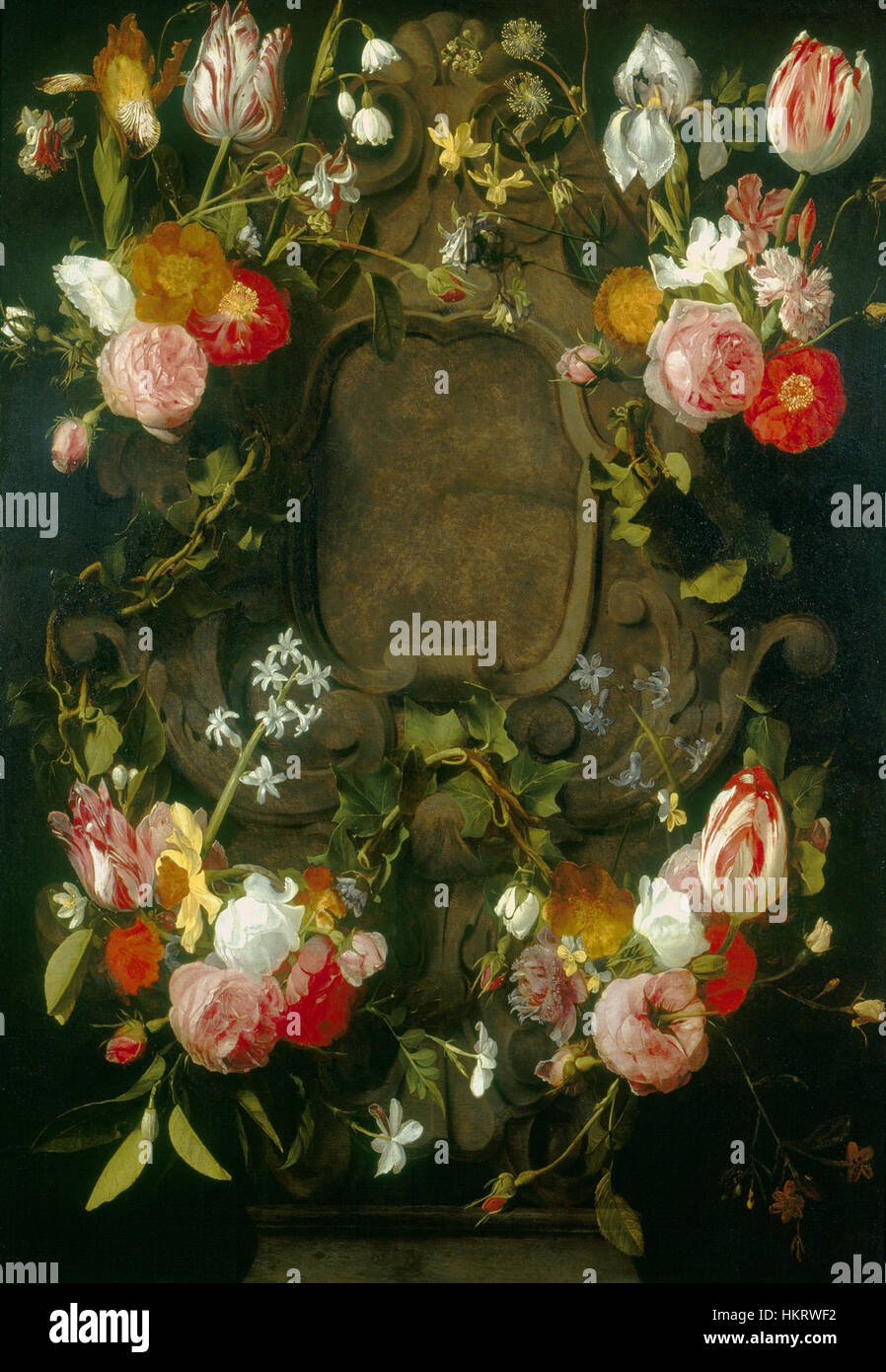 Daniel Seghers' 'A Cartouche Embellished with a Garland of Flowers' is ...