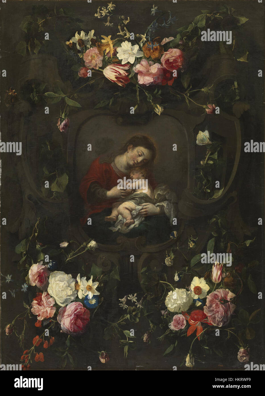 Daniel Seghers' 'Flower Garland around a Madonna and Child' is a ...
