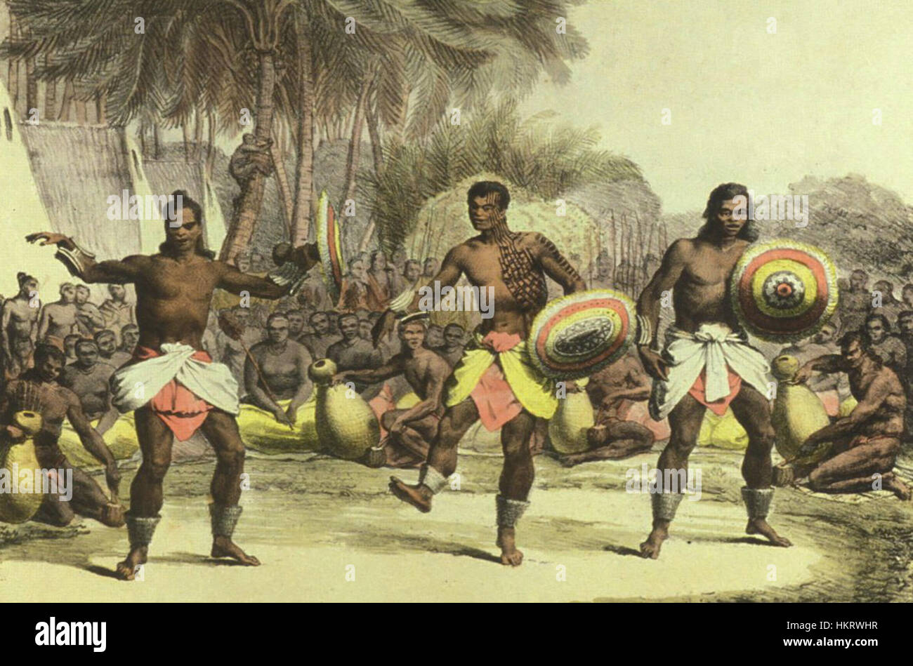 This lithograph, created in 1822, depicts a dance performed by men in ...