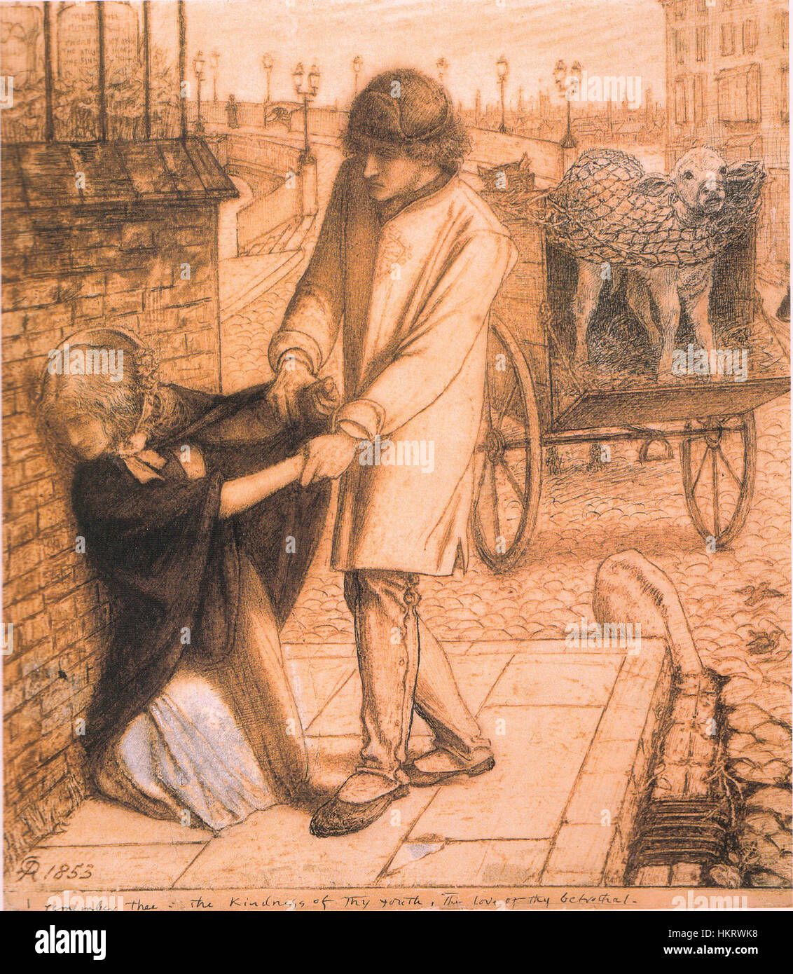 Dante Gabriel Rossetti’s 1853 sketch 'Study for Found' portrays a ...
