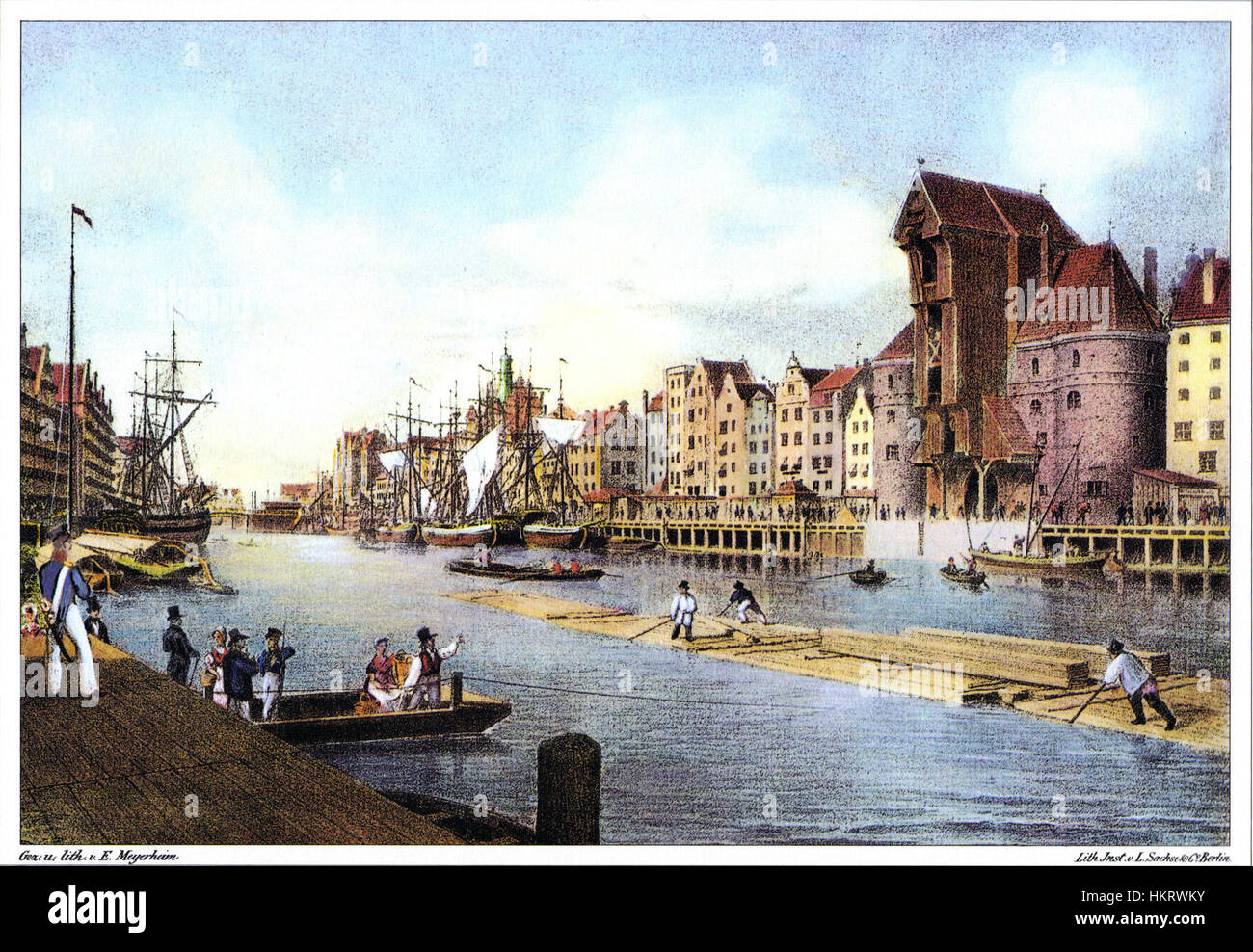 This 1850 painting of Lange Bruecke in Danzig captures the historical ...