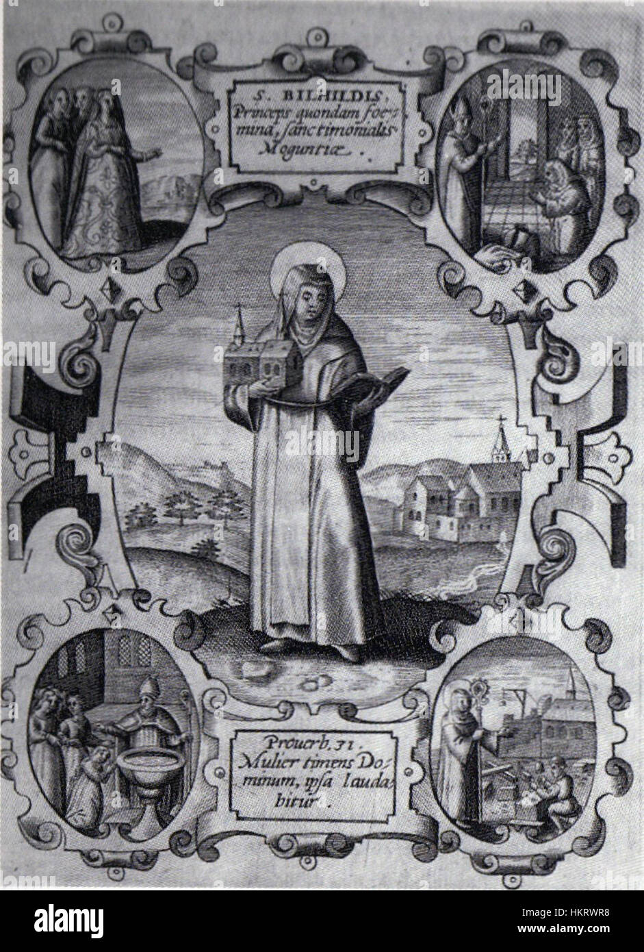 The painting *Darstellung der Heiligen Bilhildis* depicts Saint ...